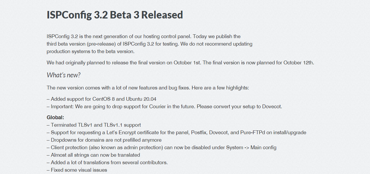 ISPConfig 3.2 Beta 3 Released - ISPConfig
